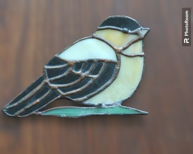 Vintage Stained Glass Chickadee Bird Window Decor Bird Decoration - Etsy