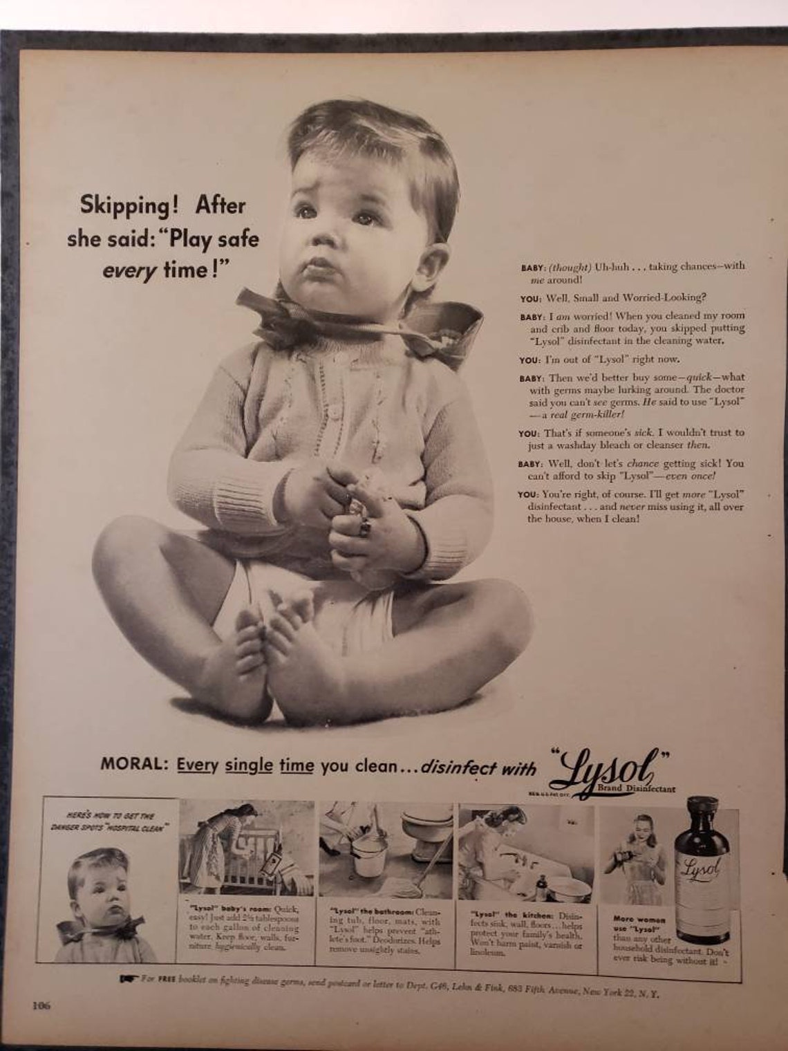 Baby Nursery Vintage Lysol Ad With Baby Advertisement | Etsy