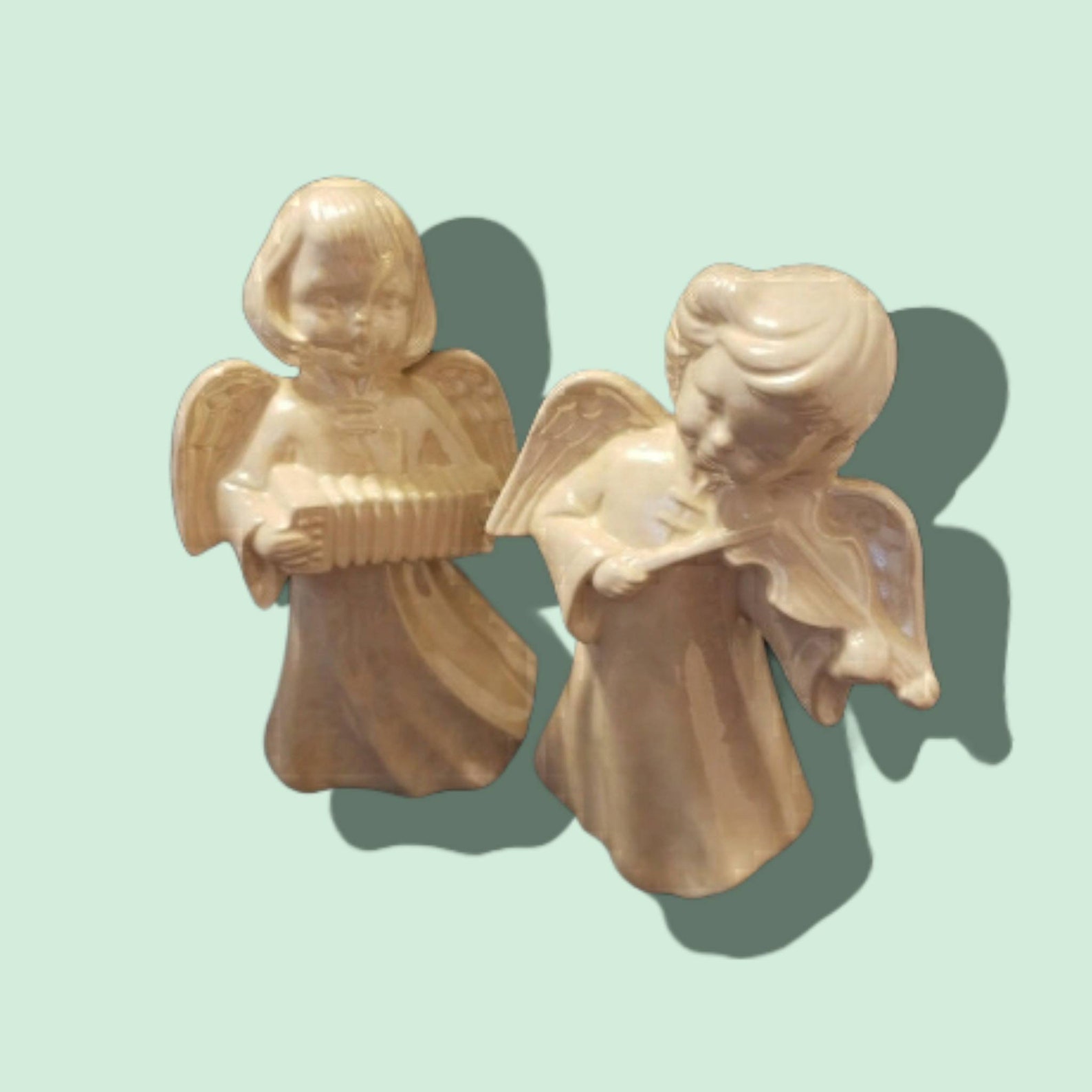 Beautiful Pair of Vintage Musical Singing Angels in White - Etsy