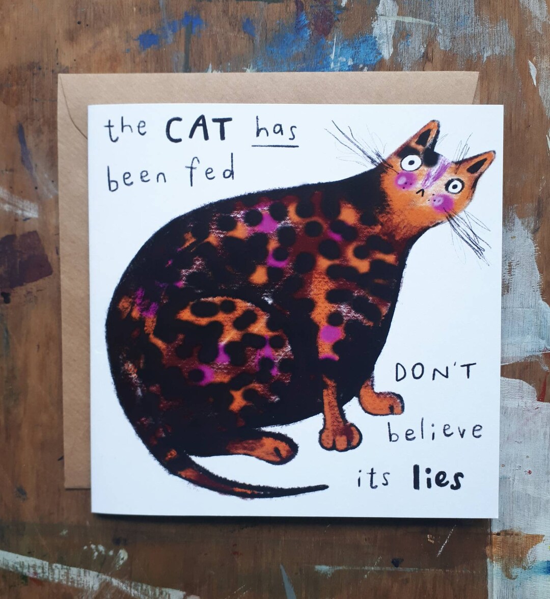 Fat Cat Card, Cat Sitter Thank You Card, Humorous Cat Owner Card, Cat ...