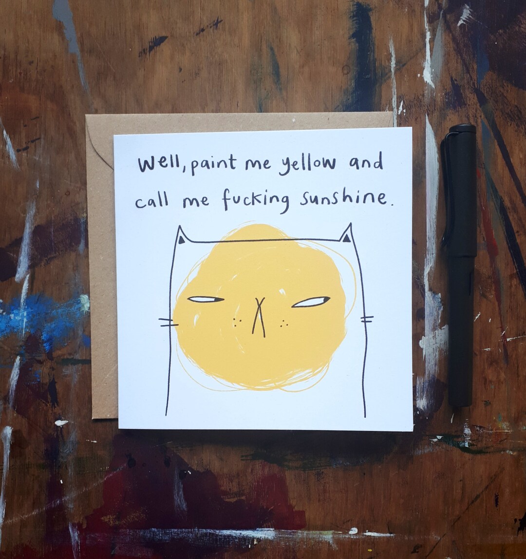 Sarcastic Cat Card Paint Me Yellow Quote Greetings Cards for - Etsy