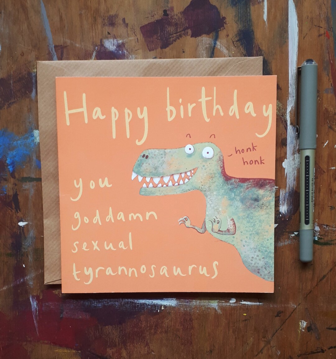 Predator Movie Card, Dinosaur Birthday Card, Tyrannosaurus Card, Arnie ...