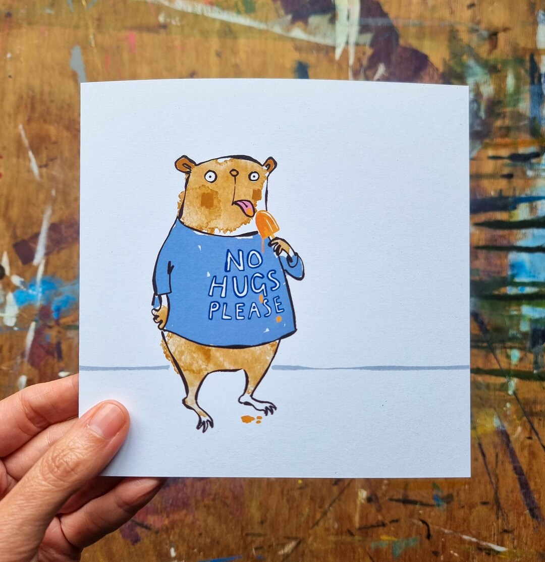 Funny 'no Hugging' Greetings Card: Antisocial Humor - Etsy