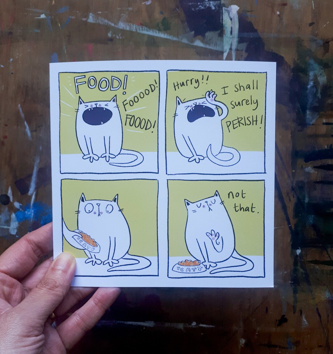 Greedy Cat Card, Fussy Eater Card, Cards for Cat Sitters, Card for Pet ...
