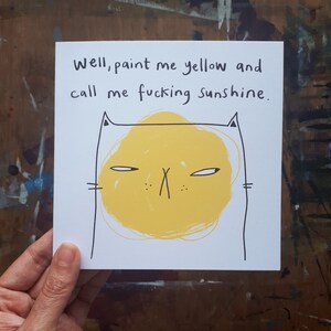 Sarcastic Cat Card Paint Me Yellow Quote Greetings Cards for - Etsy