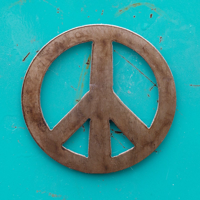 Metal Peace Sign Magnet with Bronze coating | Etsy
