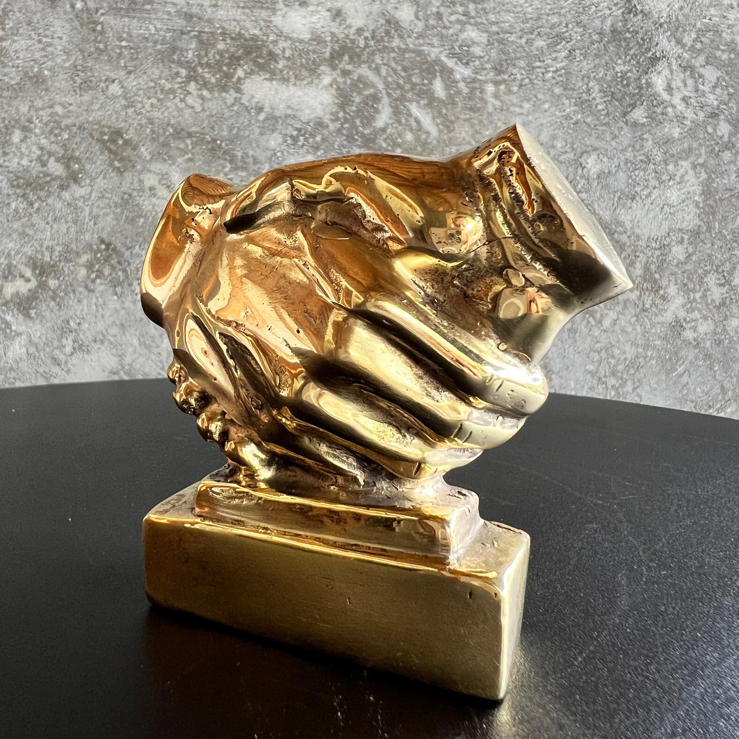 Bronze Handshake Figurine, Two Hands Sculpture, Modern Art Deco ...