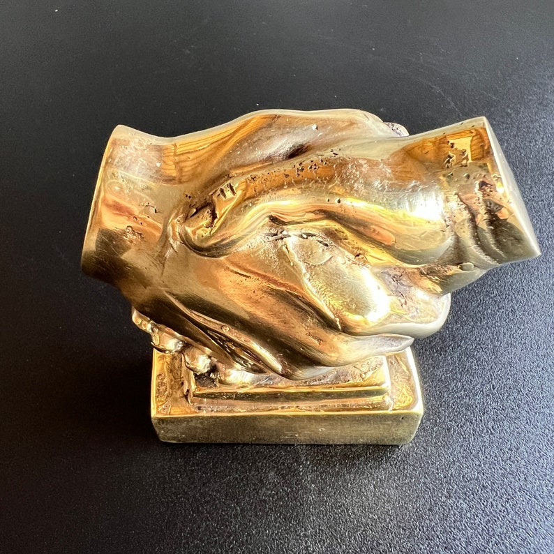 Bronze Handshake Figurine, Two Hands Sculpture, Modern Art Deco ...
