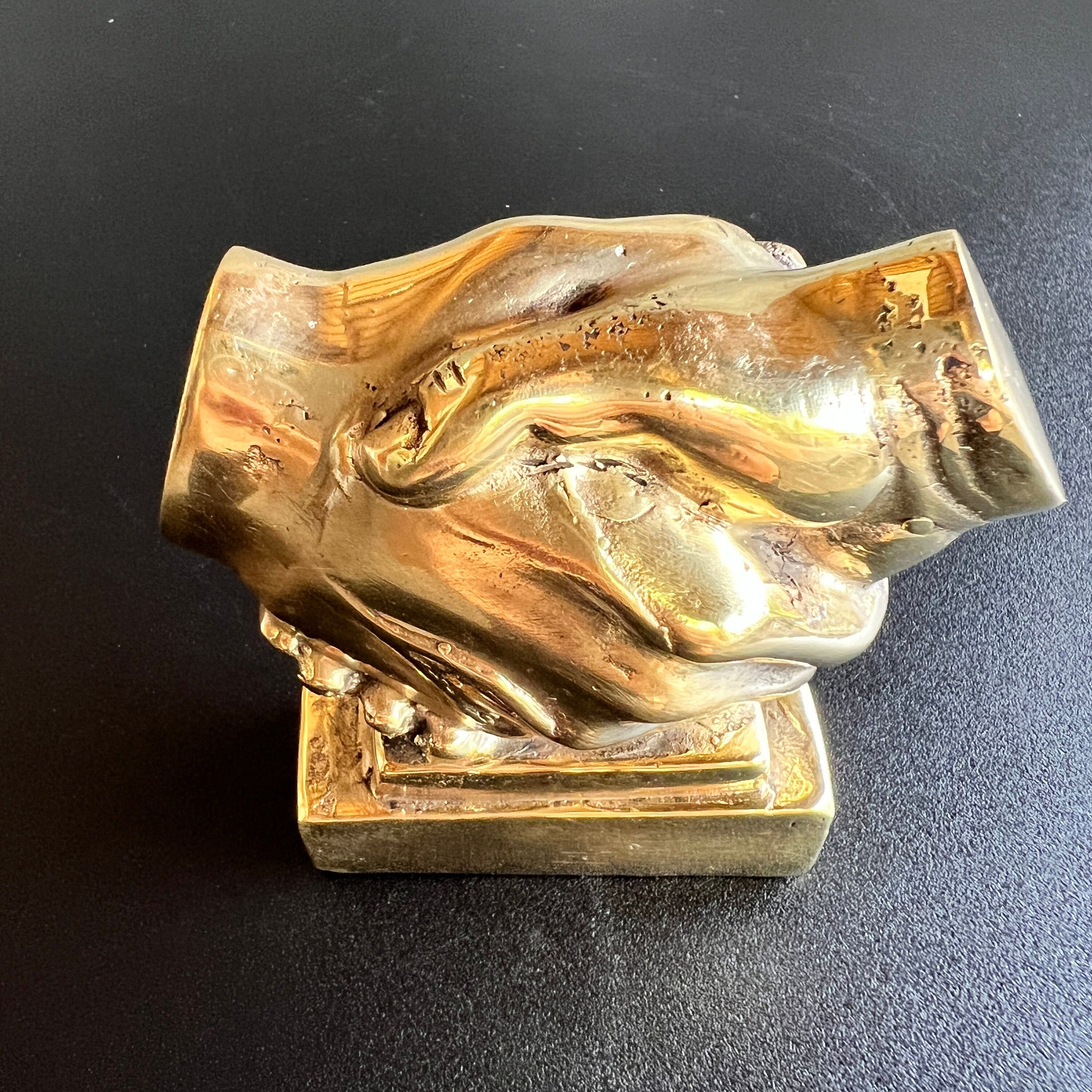 Bronze Handshake Figurine, Two Hands Sculpture, Modern Art Deco ...