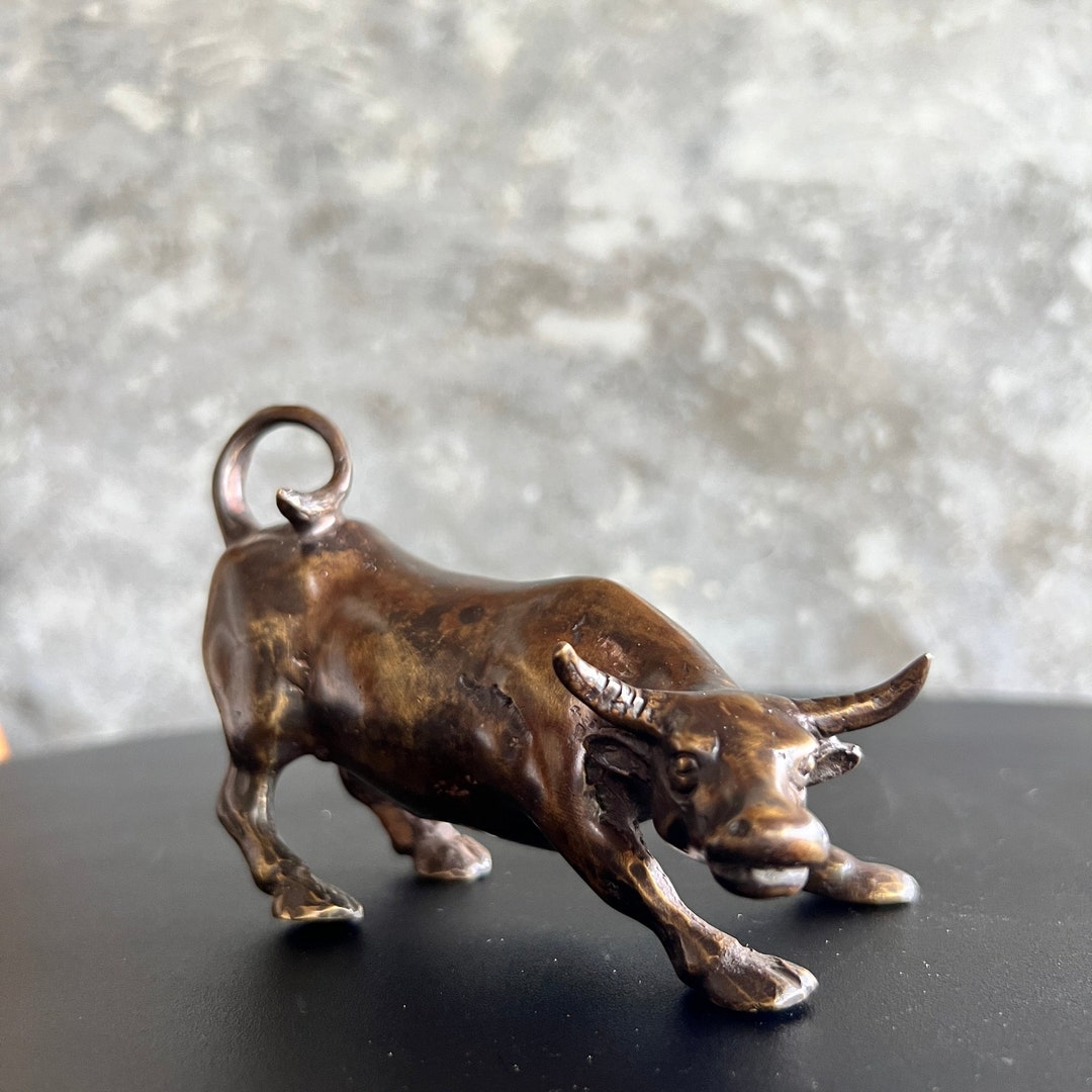 Bronze Bull Figurine, Handmade Bull Statuette, Handcrafted Bull Nyse ...