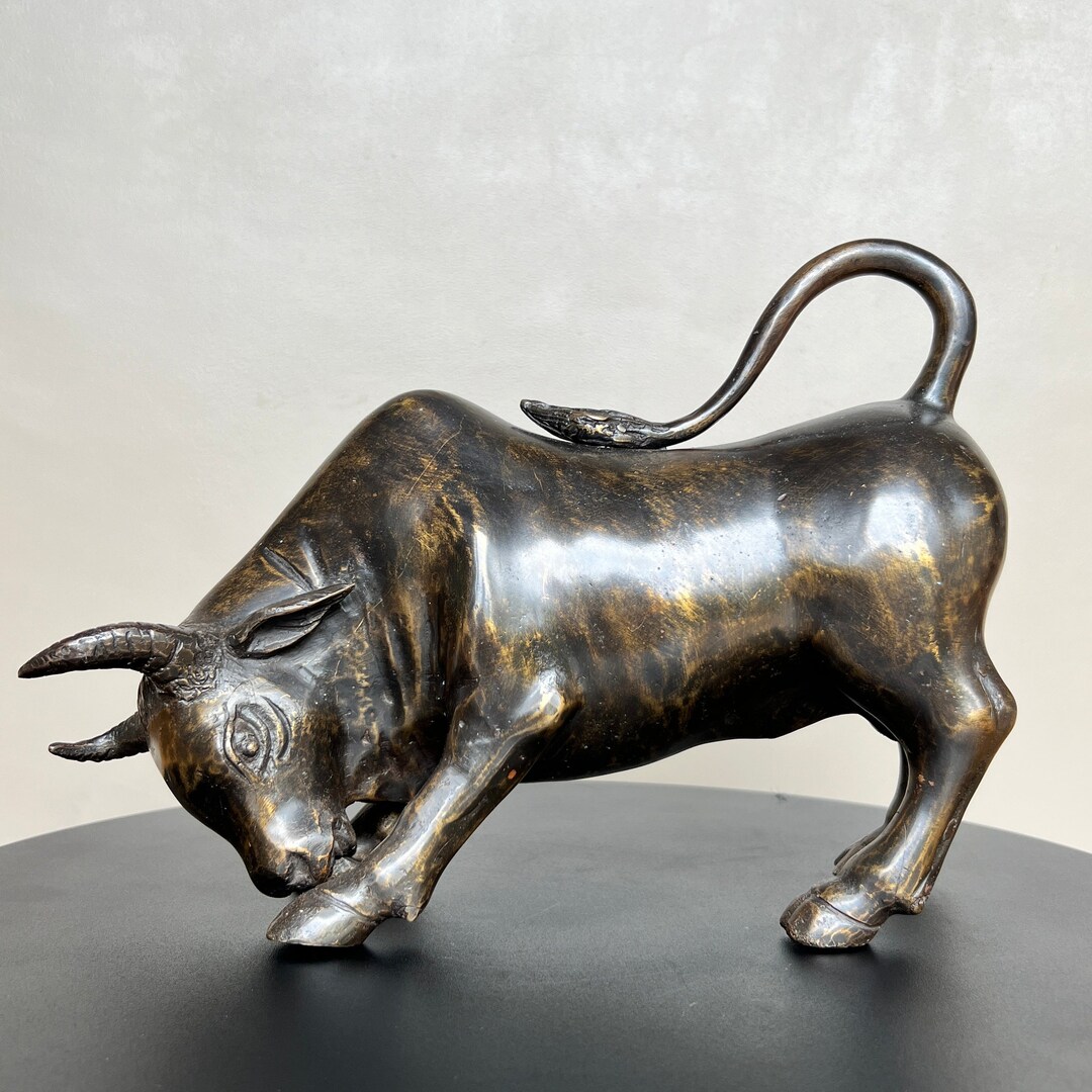 Bronze Huge Raging Bull Sculpture Wall Street Bull Statue Art Work ...