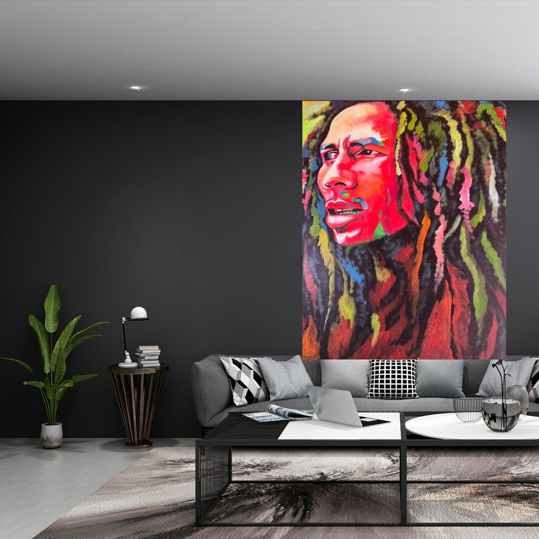 Portrait of Bob Marley in Color, Acrylic on Canvas - Etsy