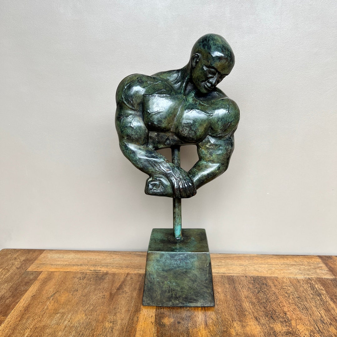 Bronze Vintage Bodybuilder Statue, Body Builder Gifts, Brass Athlete ...