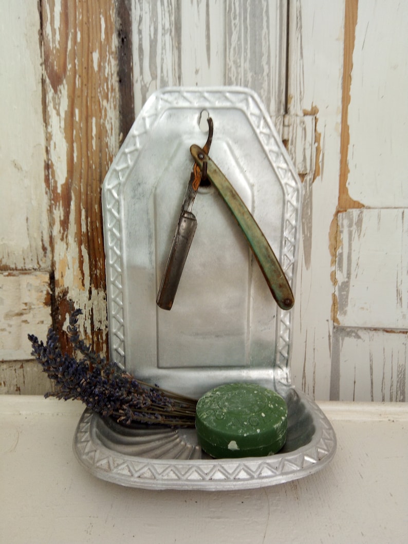 Antique Metaltin Hanging Soap Dish Soap Dish Cup And Soap Etsy