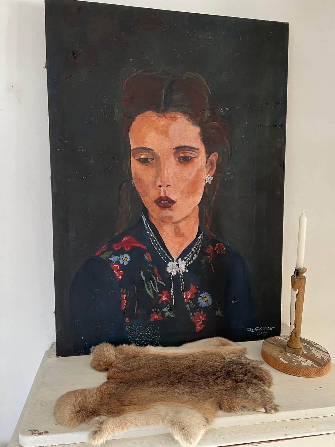 Absolutely Wonderful Large Portrait Painting on Canvas, Acrylic ...