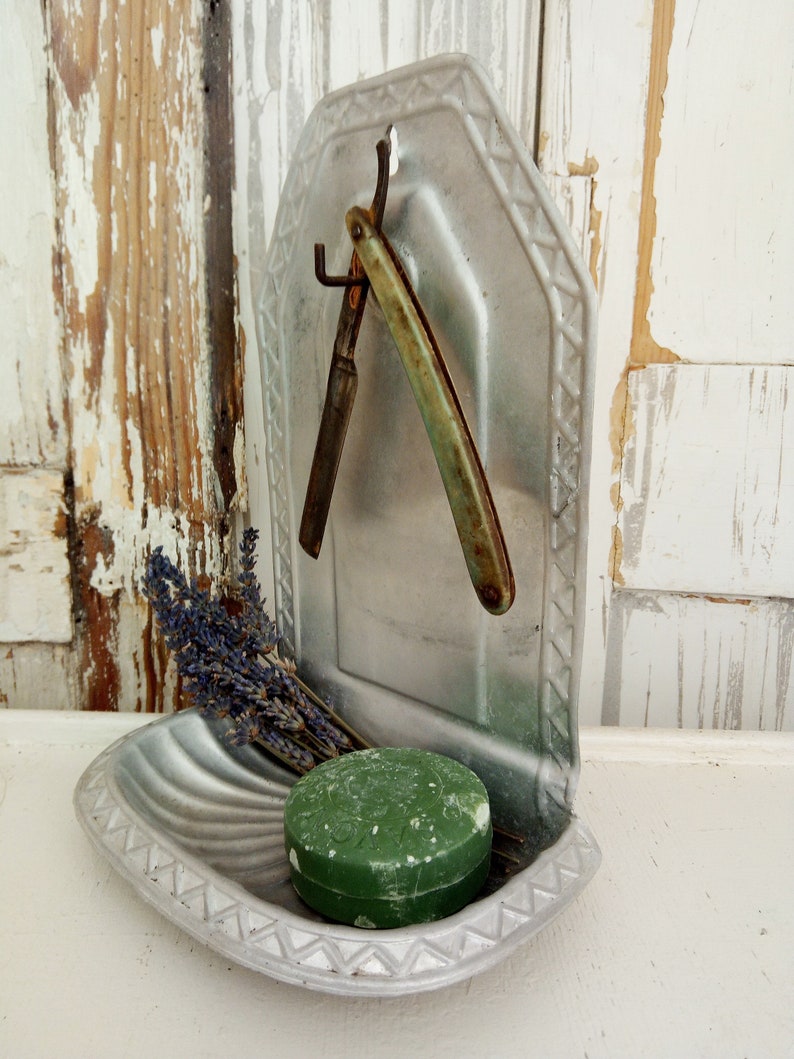 Antique Metaltin Hanging Soap Dish Soap Dish Cup And Soap Etsy