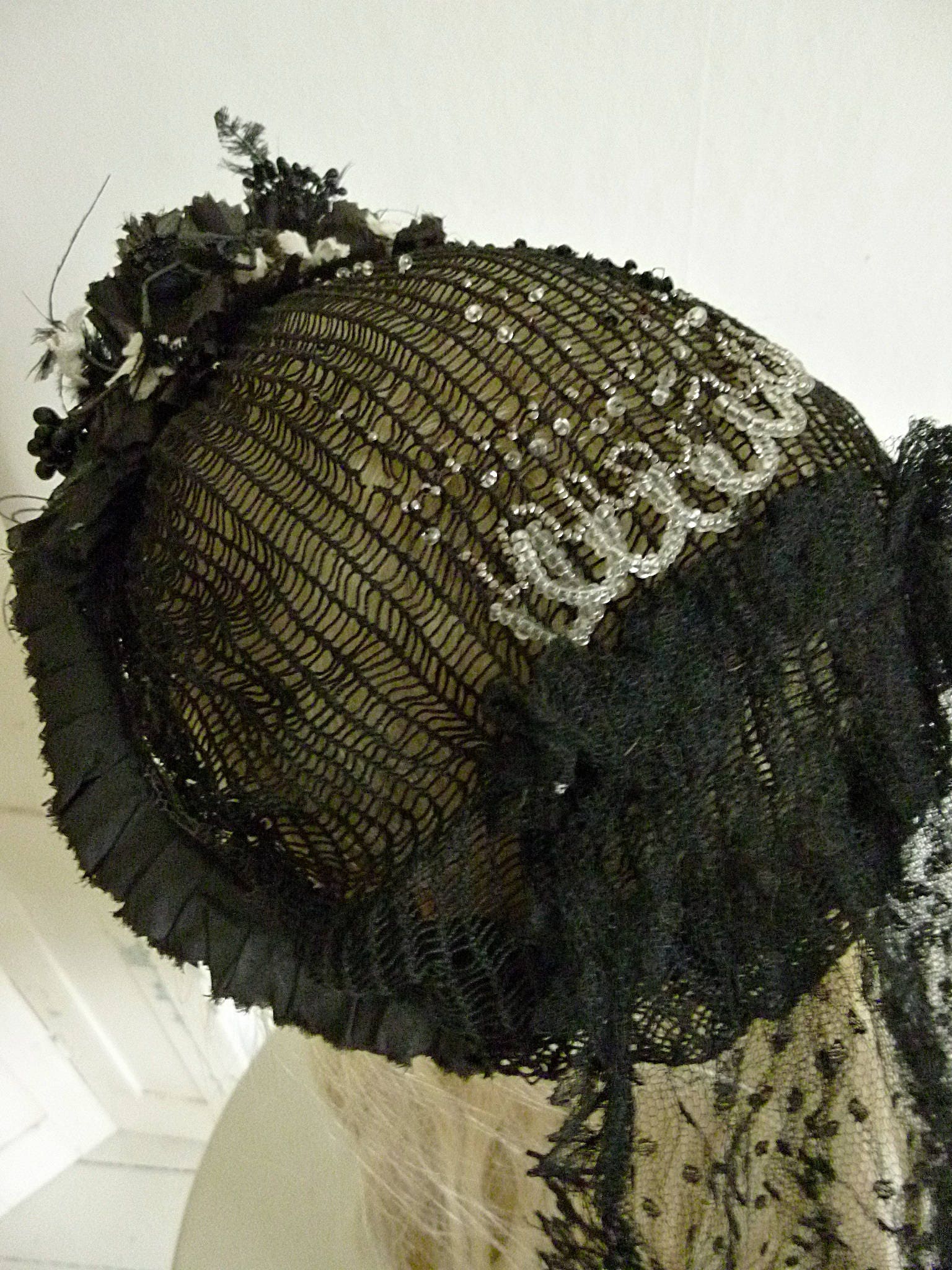 Beautiful Victorian Lace Bonnet 1880 Crocheted With Beaded - Etsy