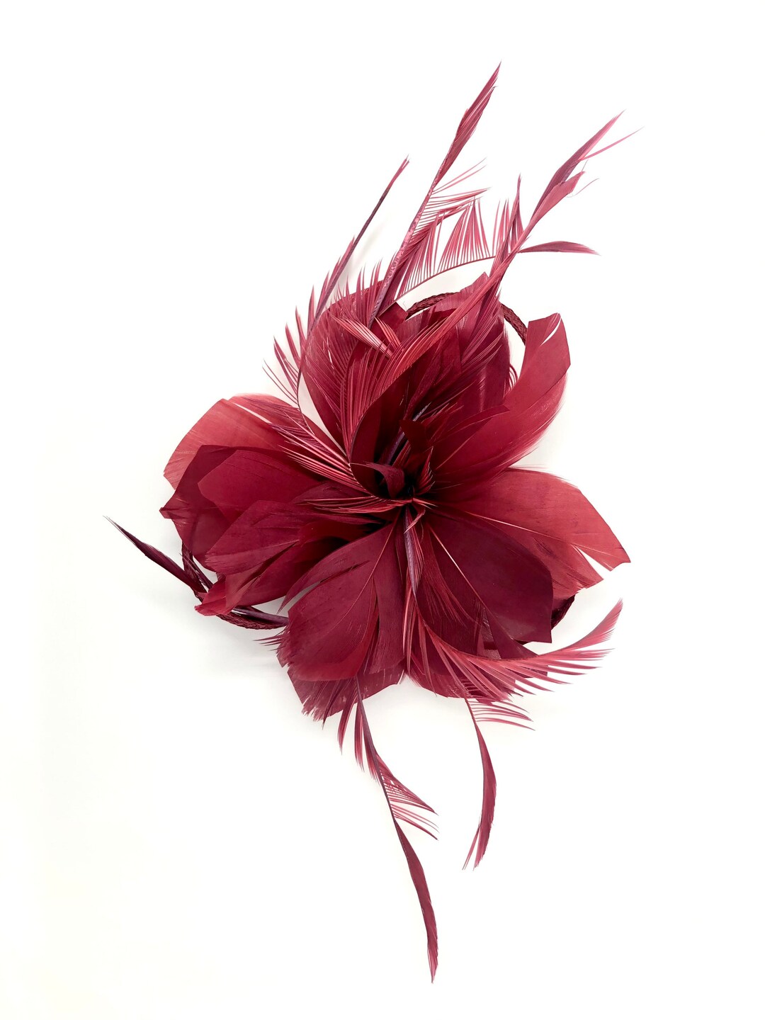 Burgundy Dark Red Feather Fascinator - Etsy