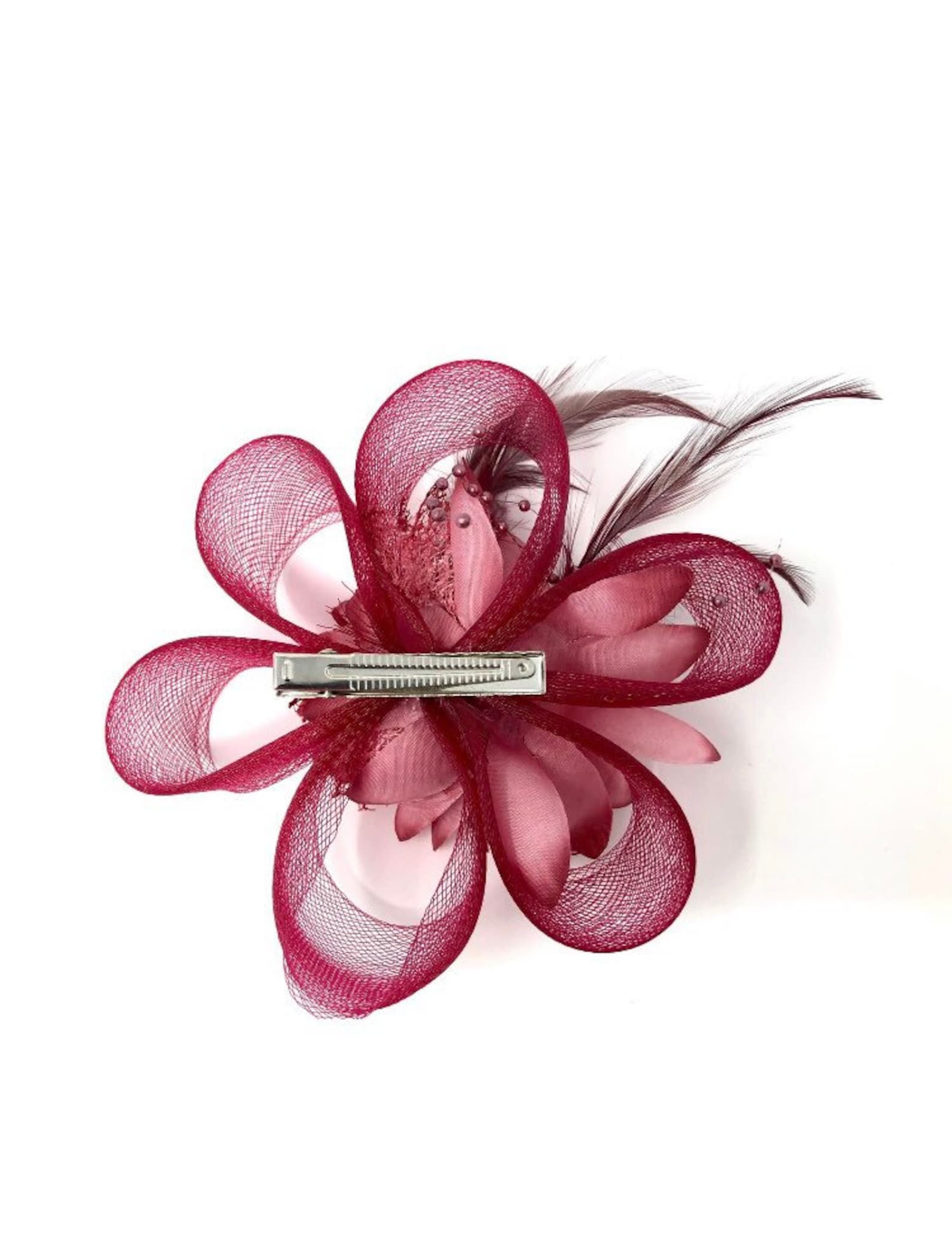 Burgundy Dark Red Feather Fascinator | Etsy