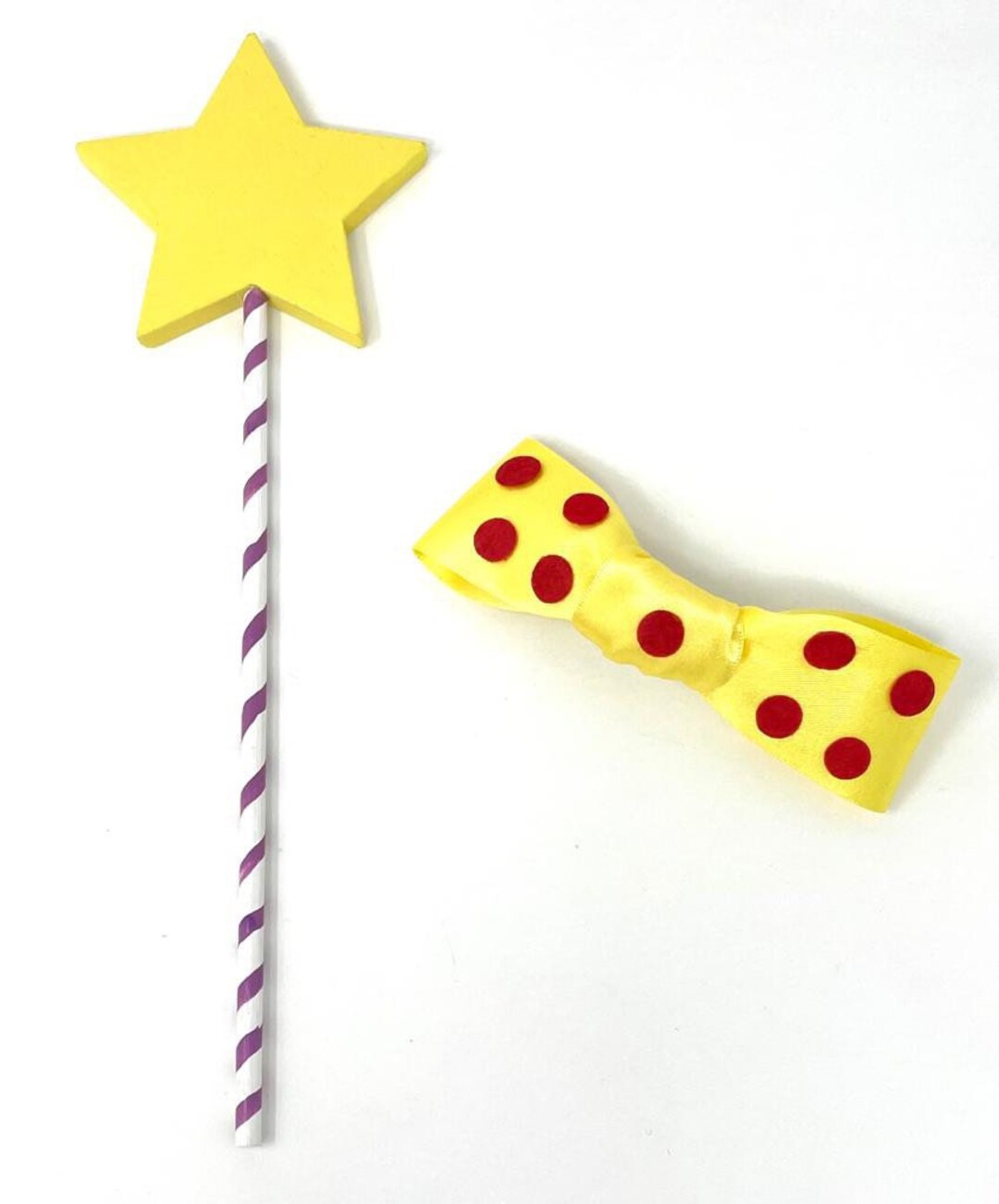 Room on the Broom Inspired Striped Wand & Yellow Satin Hair Clip With ...