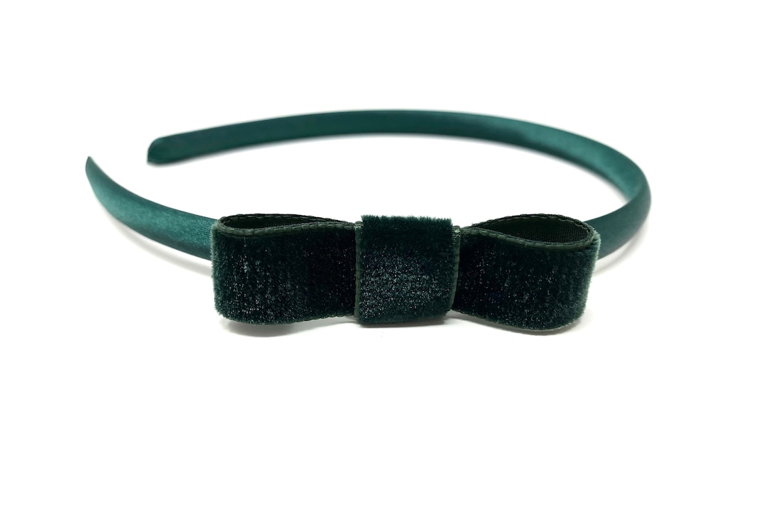 Forest Green Velvet Bow Headband Forest Green Bow Hairband - Etsy