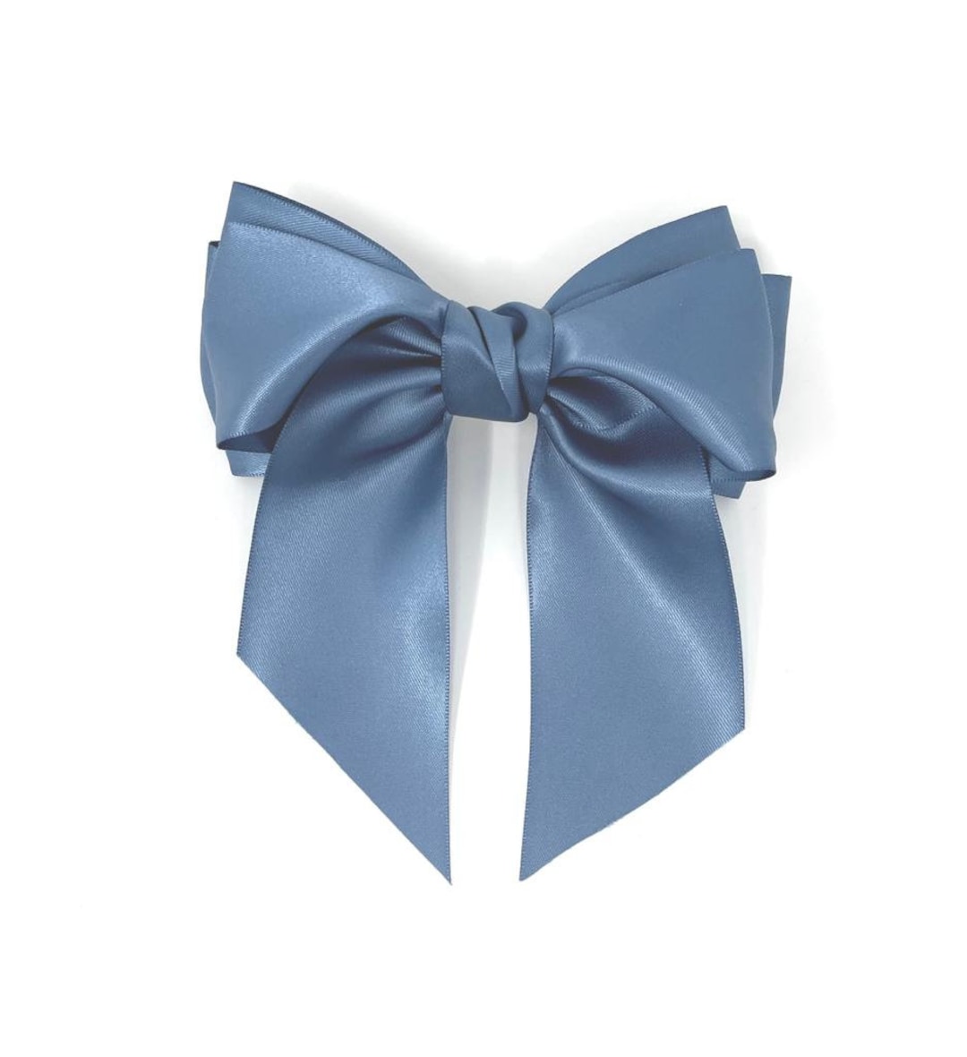 Dusky Blue Bow Hair Clip Satin Hair Accessory Ladies or Girls Hair Clip ...