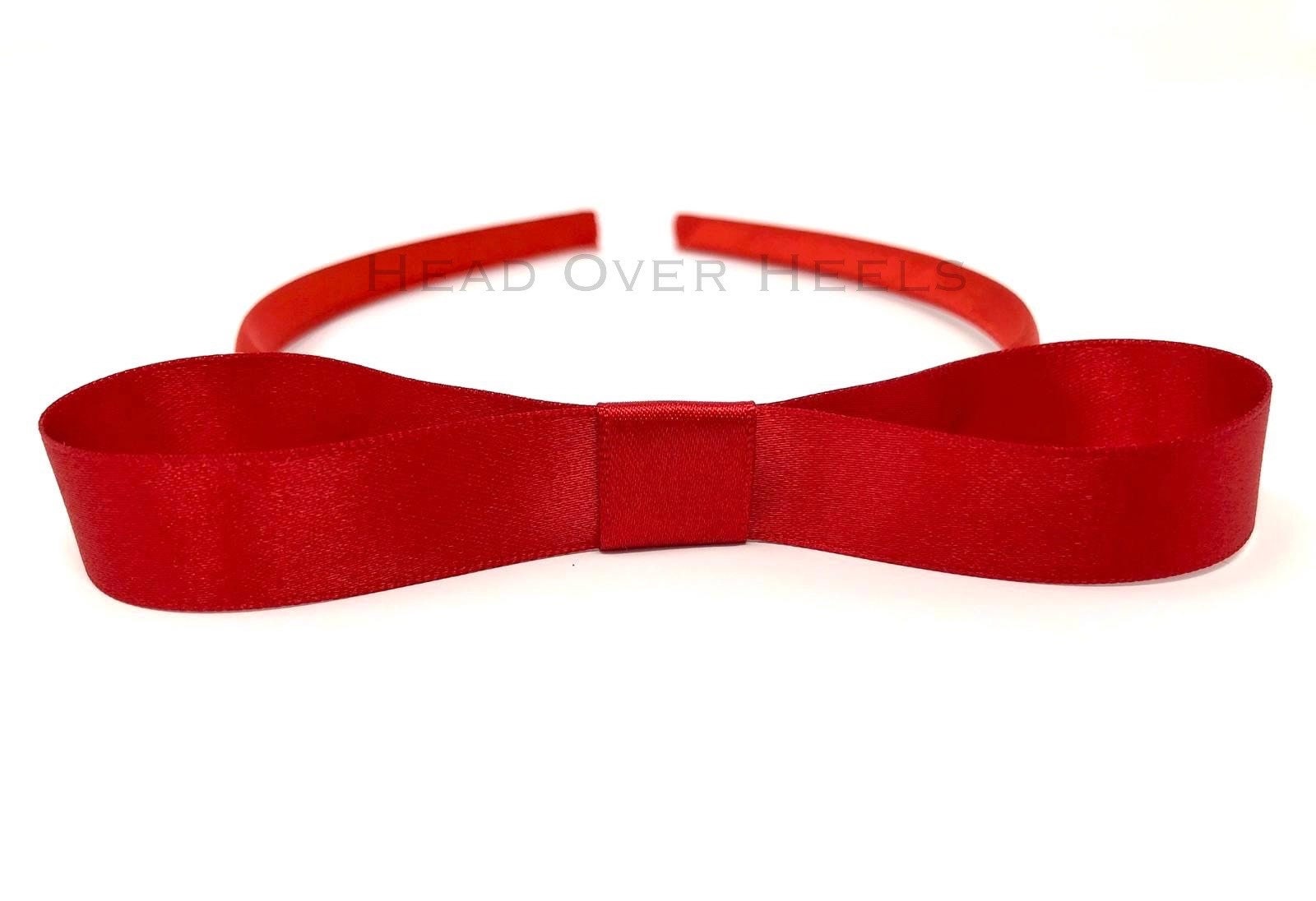 Red Bow Headband for Girls – Handmade in the UK Satin Hair Bow Alice ...