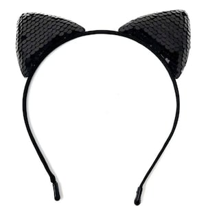 Black Sequin Cat Ears Dressing up Halloween Accessory - Etsy