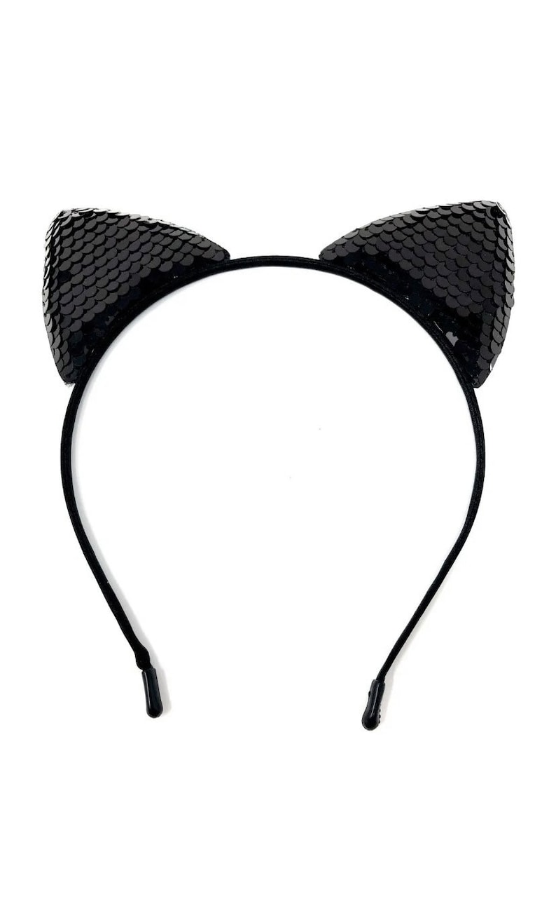 Black Sequin Cat Ears Dressing up Halloween Accessory - Etsy