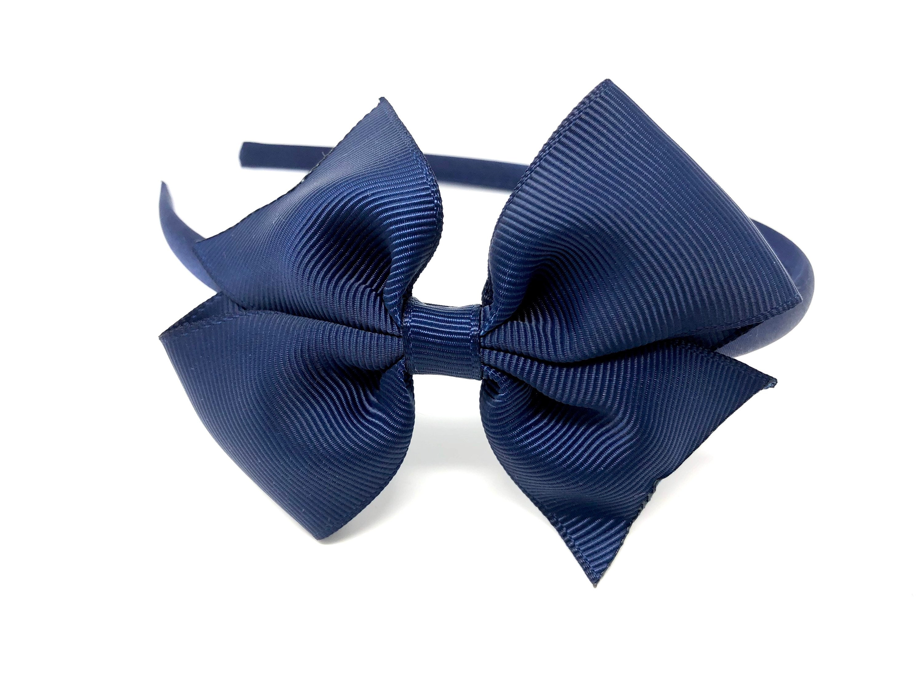 Navy Blue Satin Bow Hairband With Navy Blue Bow Back to School - Etsy
