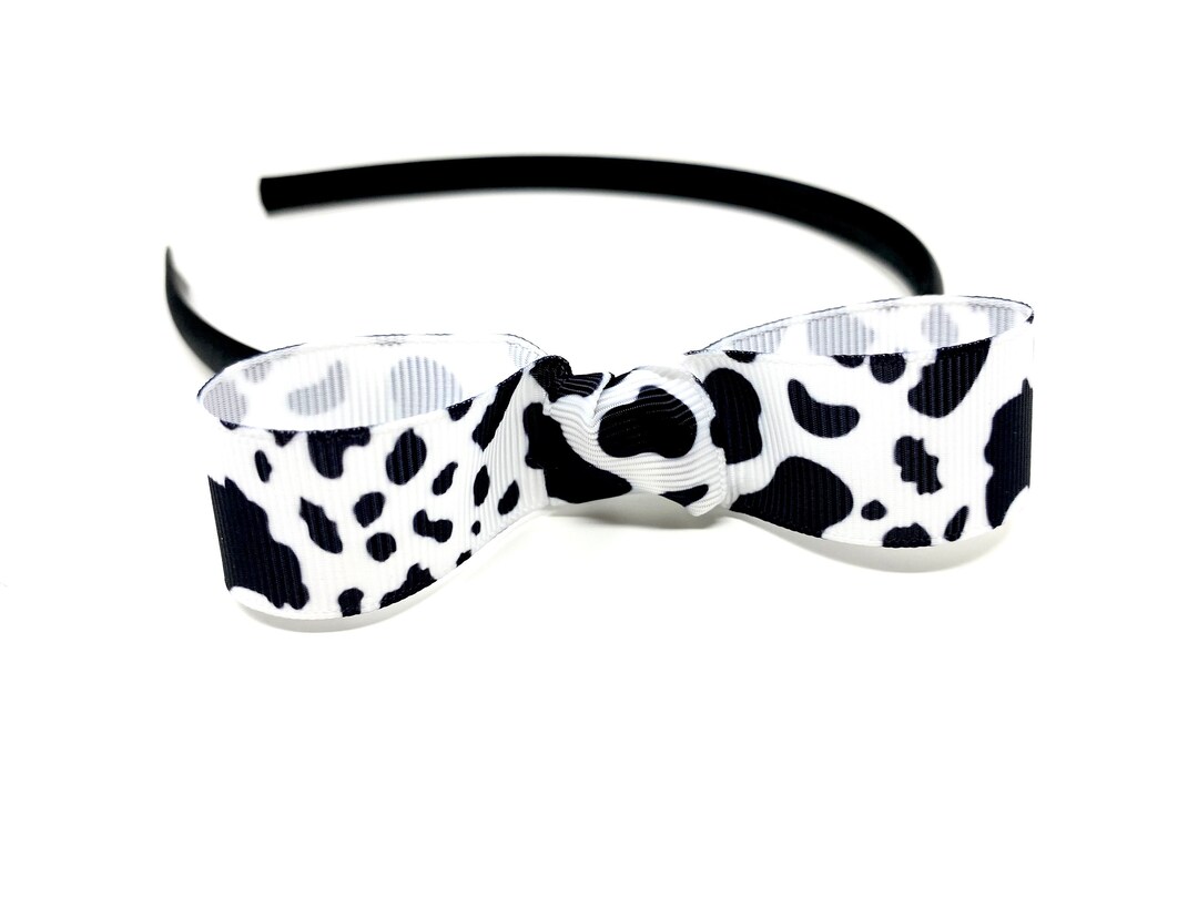 Cow Print Hairband Headband Alice Band Black and White Bow Headband - Etsy