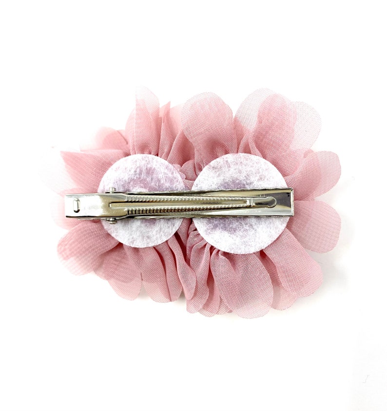 Dusky Pink Chiffon Double Flower Hair Clip – Large 10cm Floral Hair ...