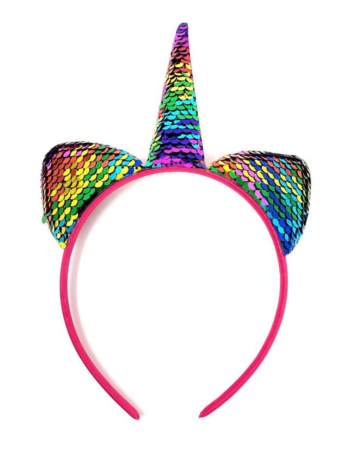 Pink Rainbow Sequin Unicorn Horn Girls Hair Accessory - Etsy