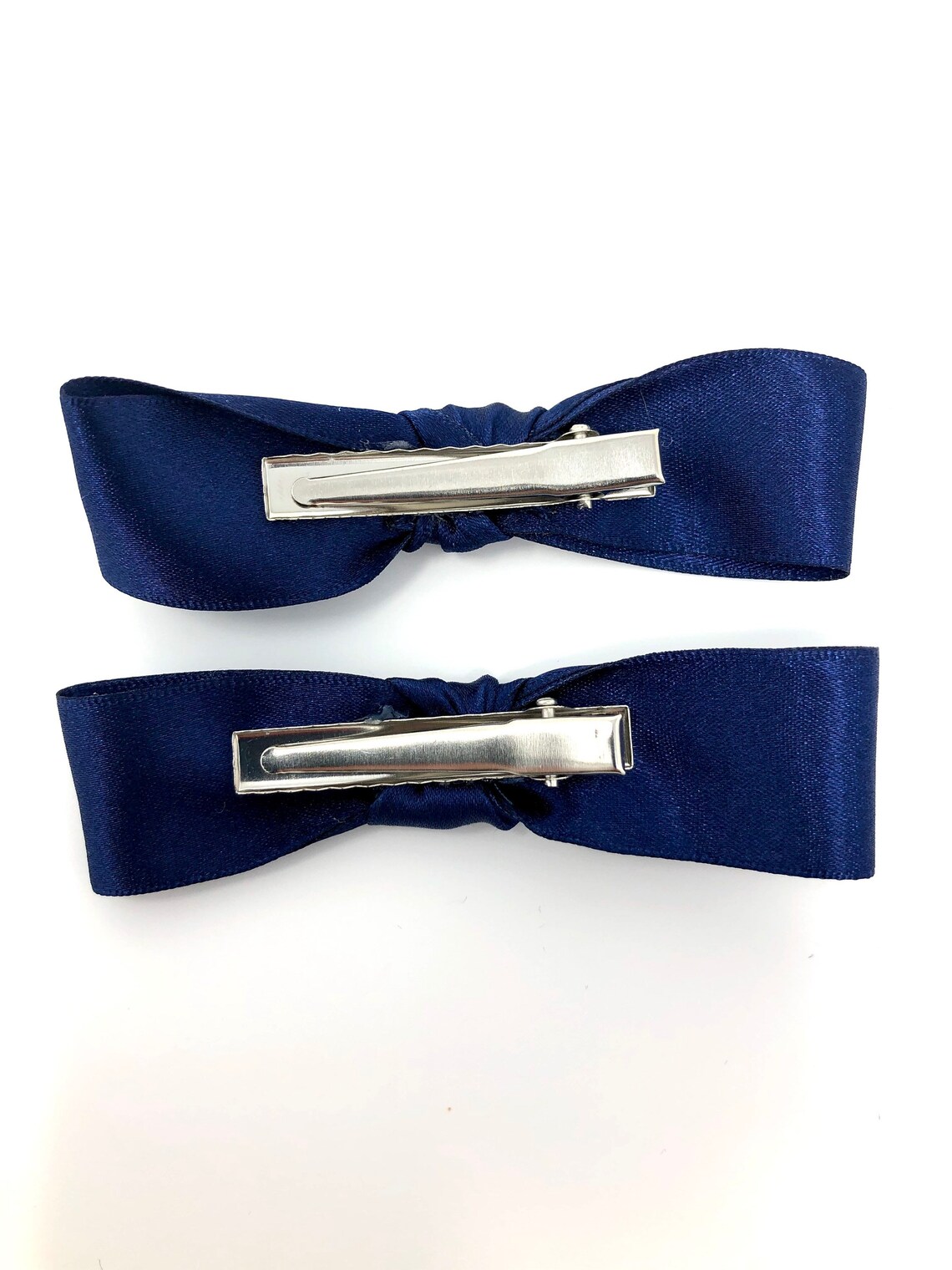 Navy Blue Bow Hair Clip Satin Hair Accessory Set off 2 Back to School ...