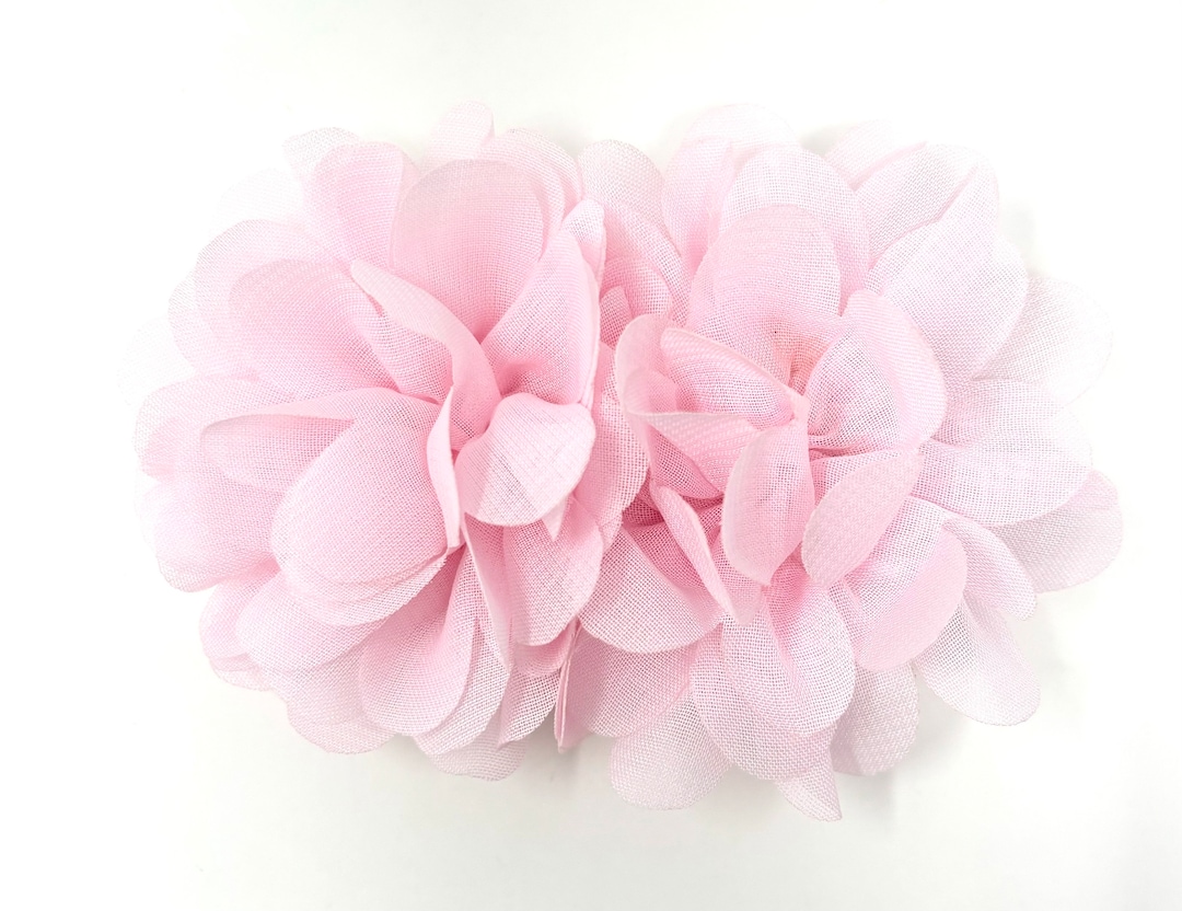 Baby Pink Chiffon Double Flower Hair Clip - Etsy