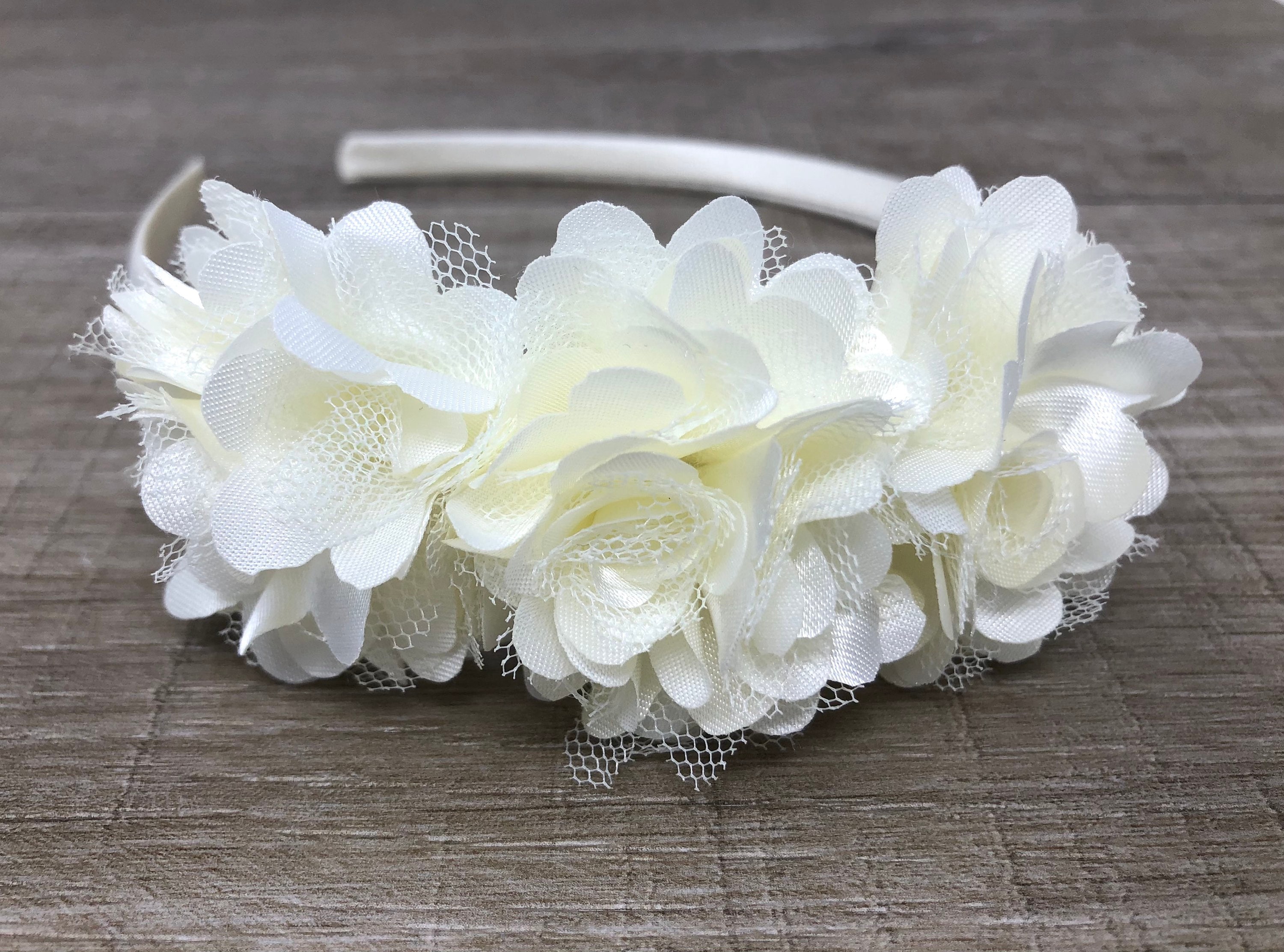 Ivory Band With Triple Ivory Flowers | Etsy