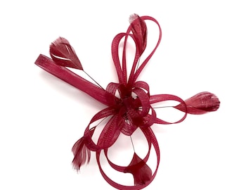 Burgundy Dark Red Feather Fascinator | Etsy