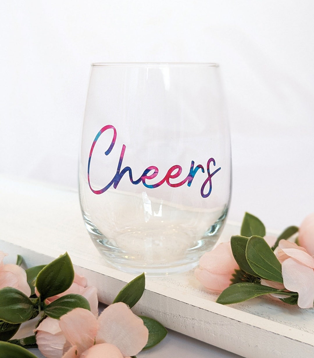Cheers - Stemless Wine Glass - Etsy