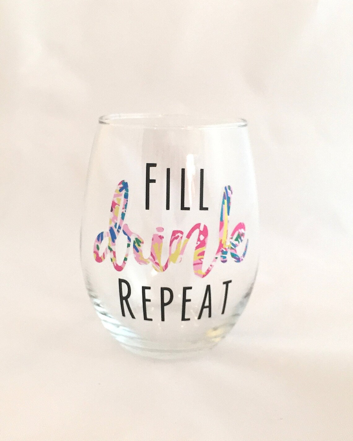 Fill Drink Repeat Stemless Wine Glass Funny Wine Glass - Etsy