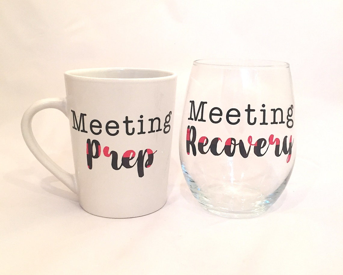 Coffee Mug and Wine Glass Set Customizable Meeting Prep - Etsy