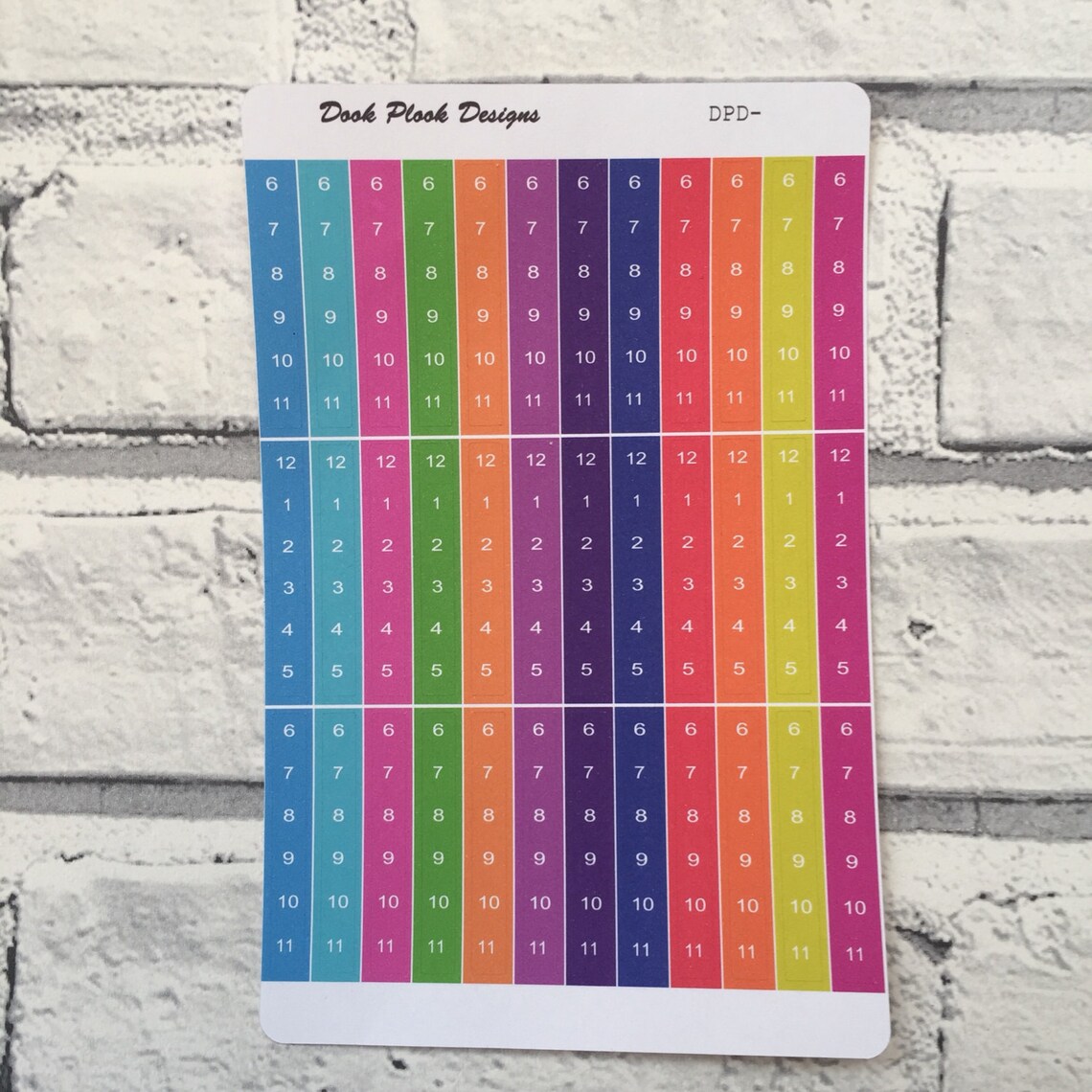 Skinny Hourly Timeline Stickers for EC Vertical DPD852 - Etsy UK