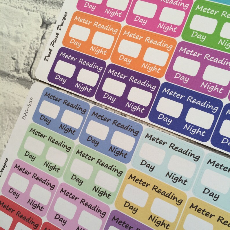 Meter Reading Stickers for Erin Condren, Plum Paper, Filofax, Kikki K ...