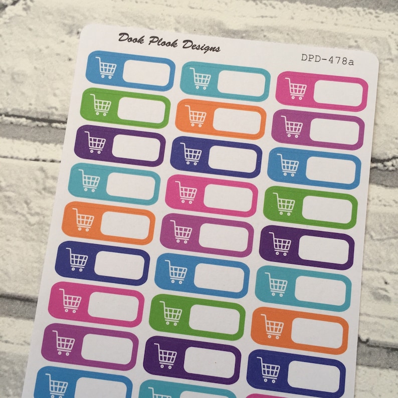 Shopping Trolley Stickers With Spend Box for Various Planners - Etsy