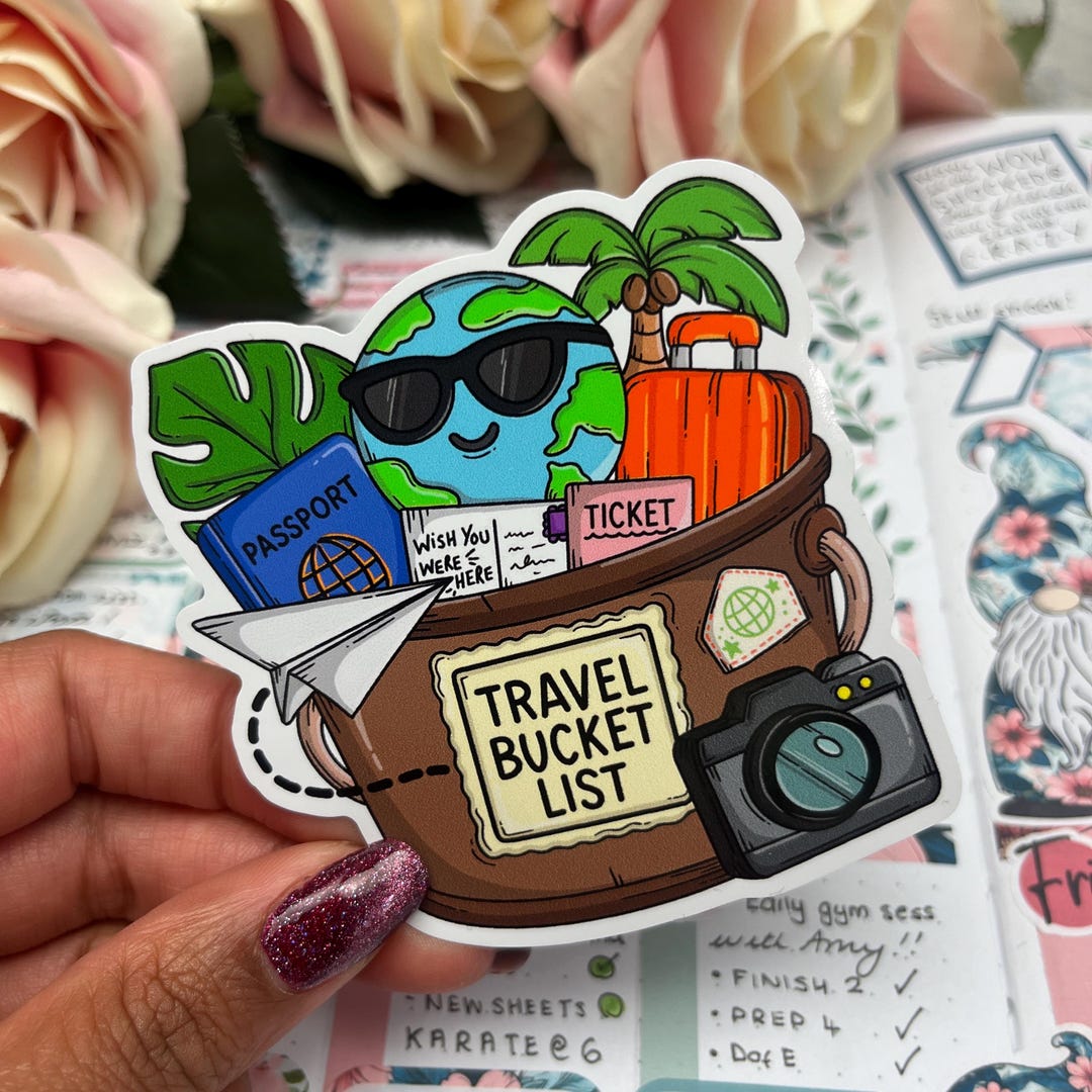 The Travel Bucket List Sticker - Bucket List - Vinyl Sticker - Journal ...