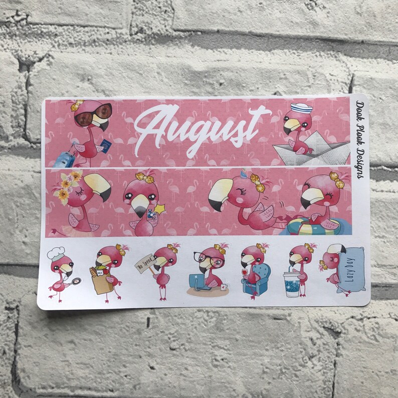 August Flamingo Monthly View Kit can Change Month for the | Etsy