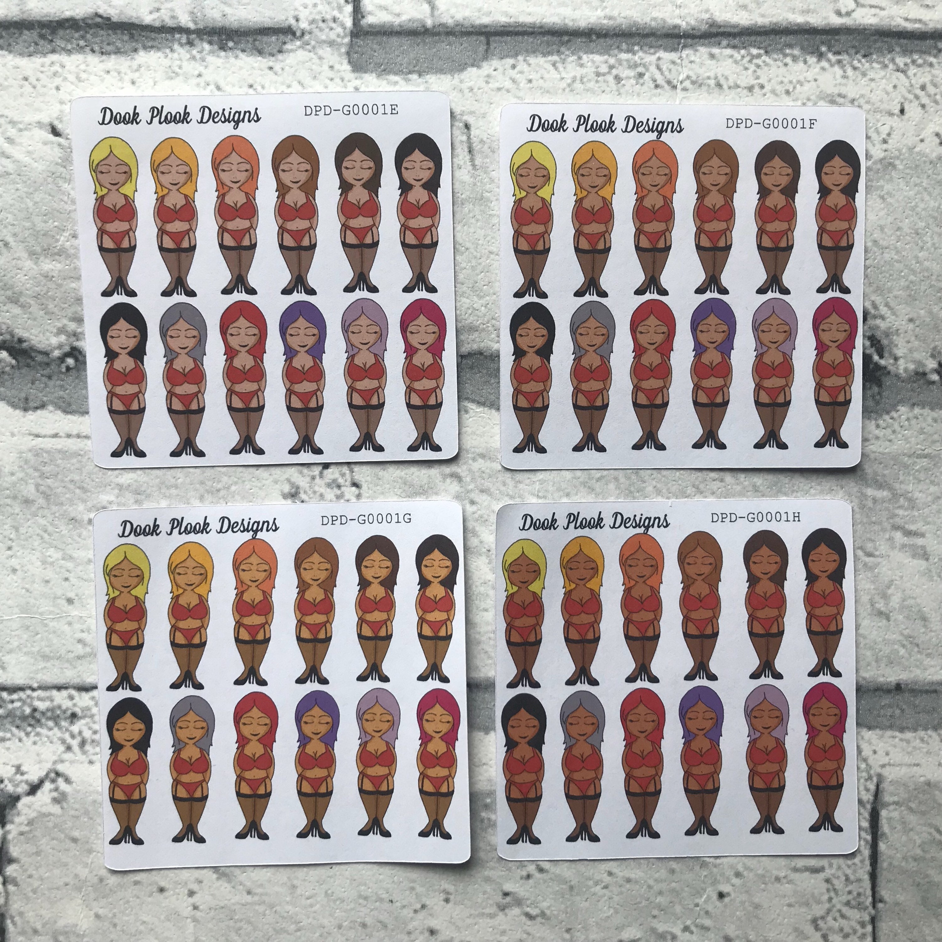 Sexy Woman Stickers 12 Skin Tones 12 Hair Colours You - Etsy