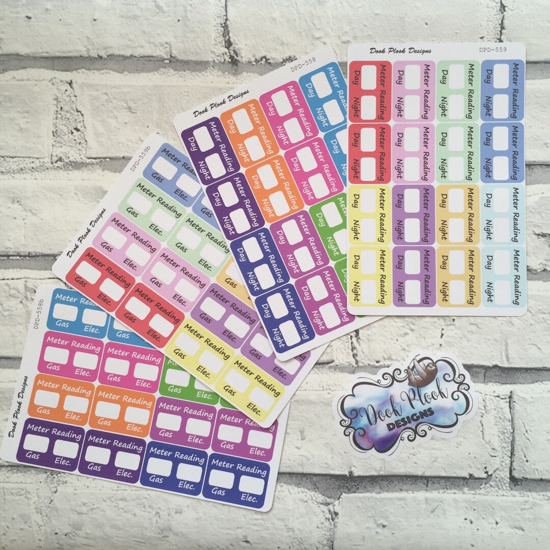 Meter Reading Stickers for Erin Condren, Plum Paper, Filofax, Kikki K ...