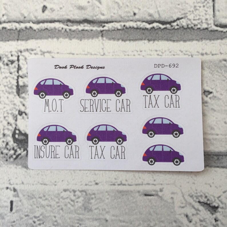 Car Service/mot/insurance Stickers for Various Planners Kikki - Etsy