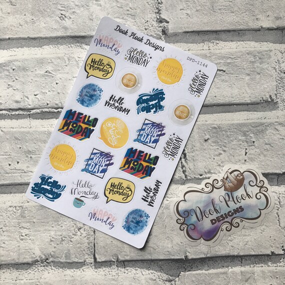 Happy Monday Stickers for Erin Condren Plum Paper Filofax - Etsy