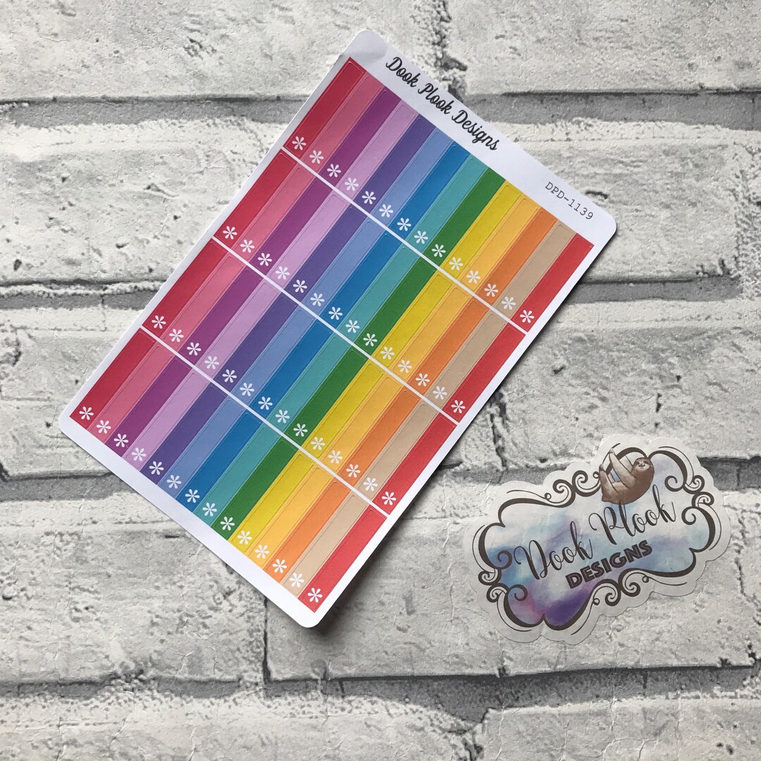 Thin Asterix Rainbow Tab Stickers for Various Planners, Hobonichi ...